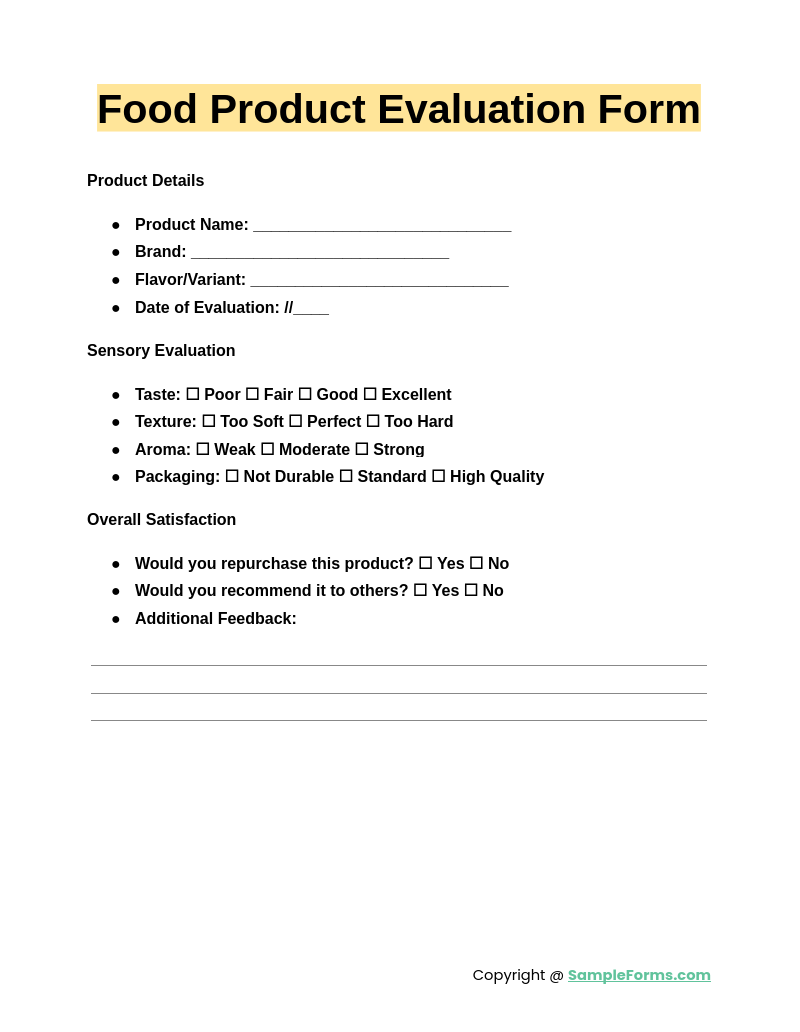 FREE 13+ Product Evaluation Form Samples, PDF, MS Word, Google Docs