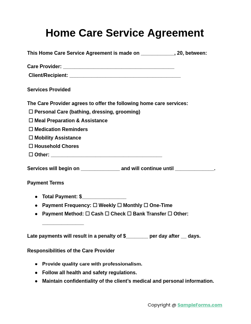 FREE 12+ Service Agreement Form Samples, PDF, MS Word, Google Docs