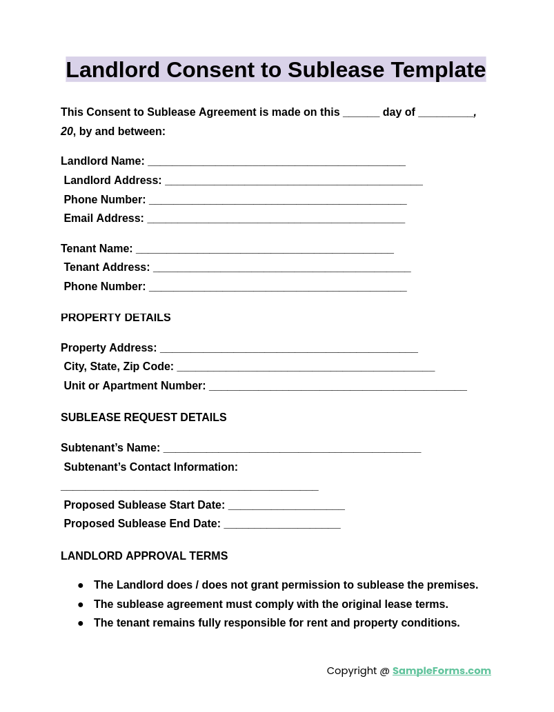 FREE 14+ Landlord Consent Form Samples, PDF, MS Word, Google Docs