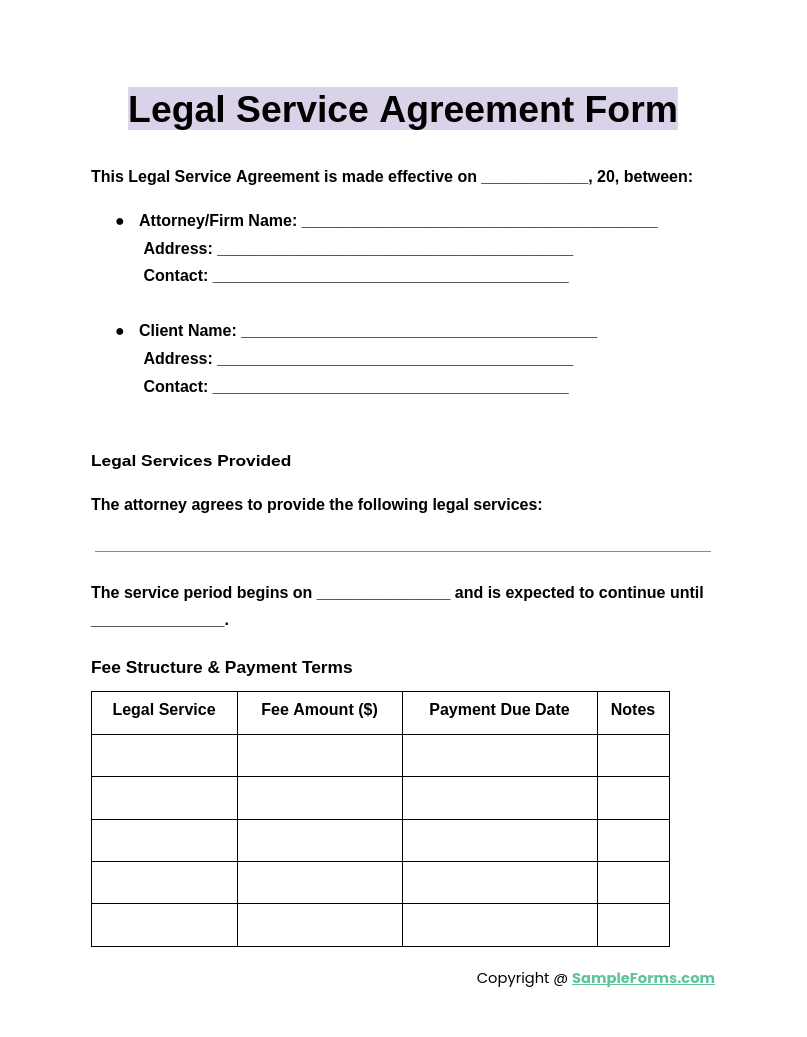 FREE 12+ Service Agreement Form Samples, PDF, MS Word, Google Docs