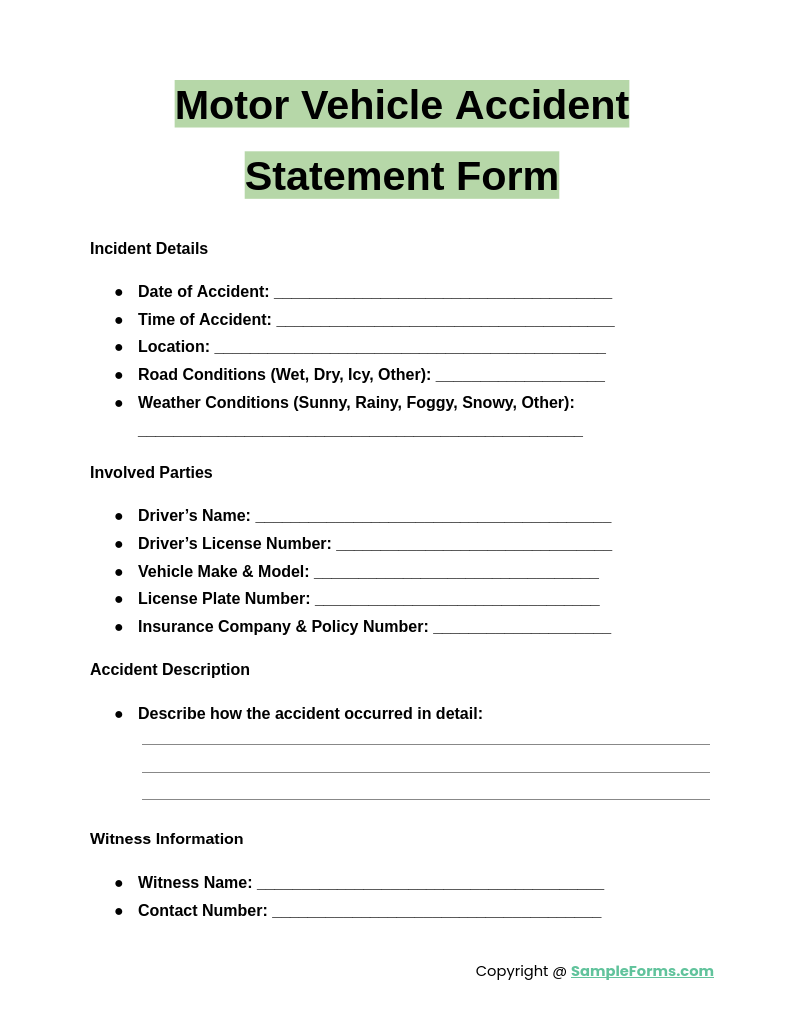 FREE 9+ Accident Statement Form Samples, PDF, MS Word, Google Docs