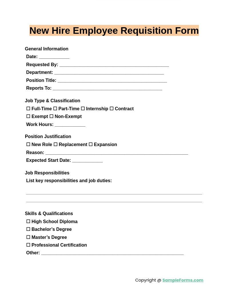 FREE 12+ Employee Requisition Form Samples, PDF, MS Word, Google Docs