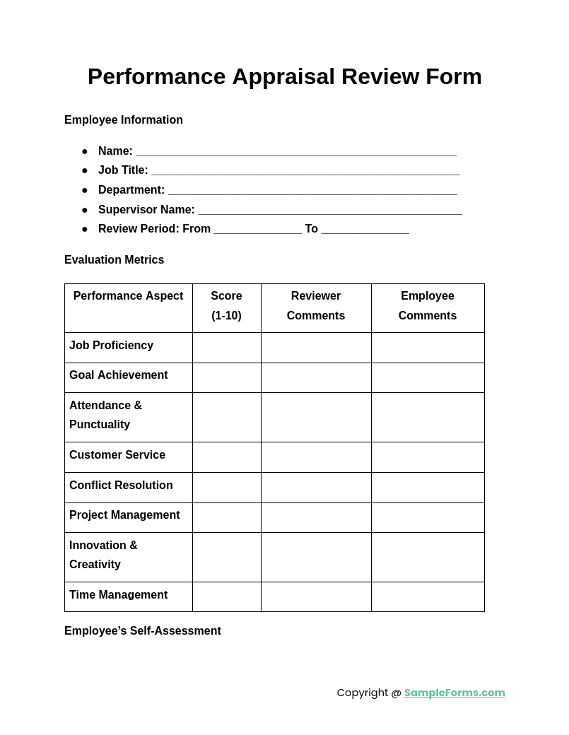 FREE 30+ Performance Review Form Samples, PDF, MS Word, Google Docs