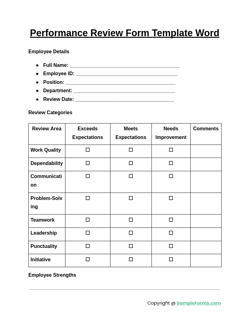 FREE 30+ Performance Review Form Samples, PDF, MS Word, Google Docs