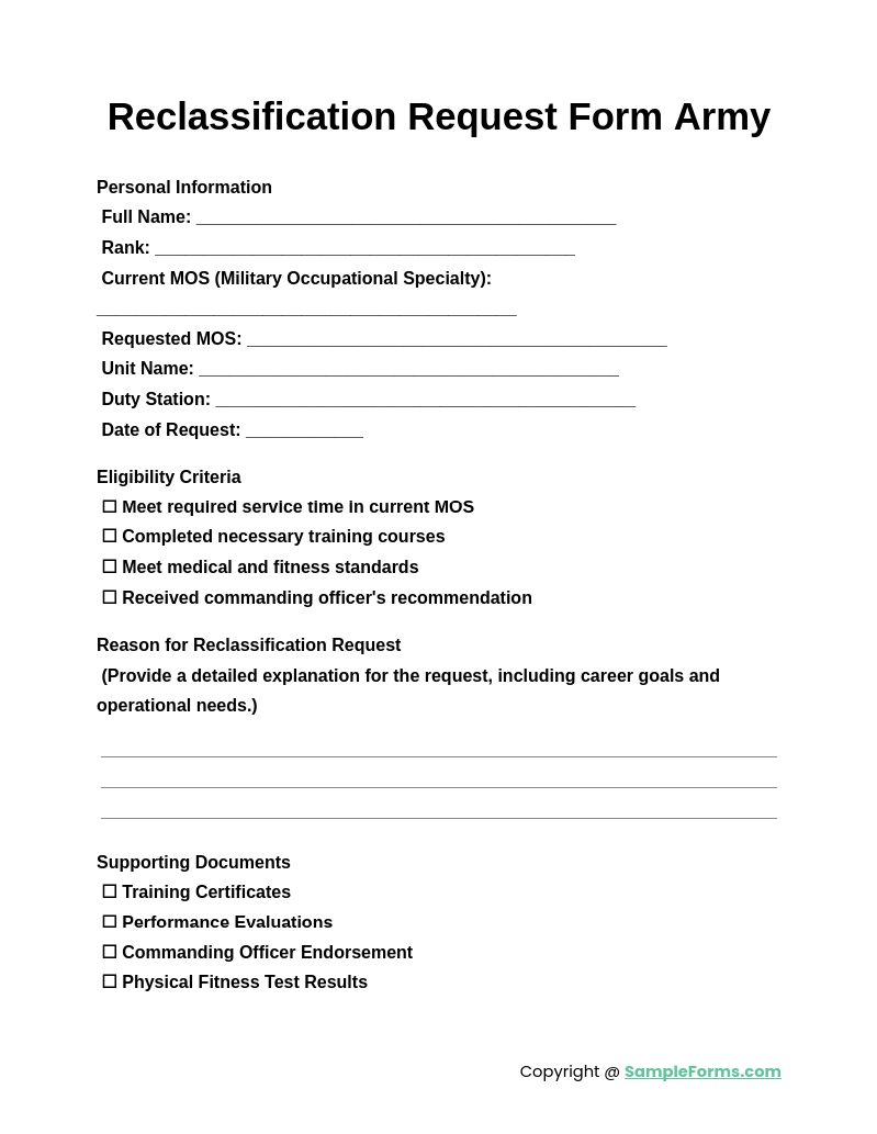 FREE 12+ Reclassification Request Form Samples, PDF, MS Word, Google ...