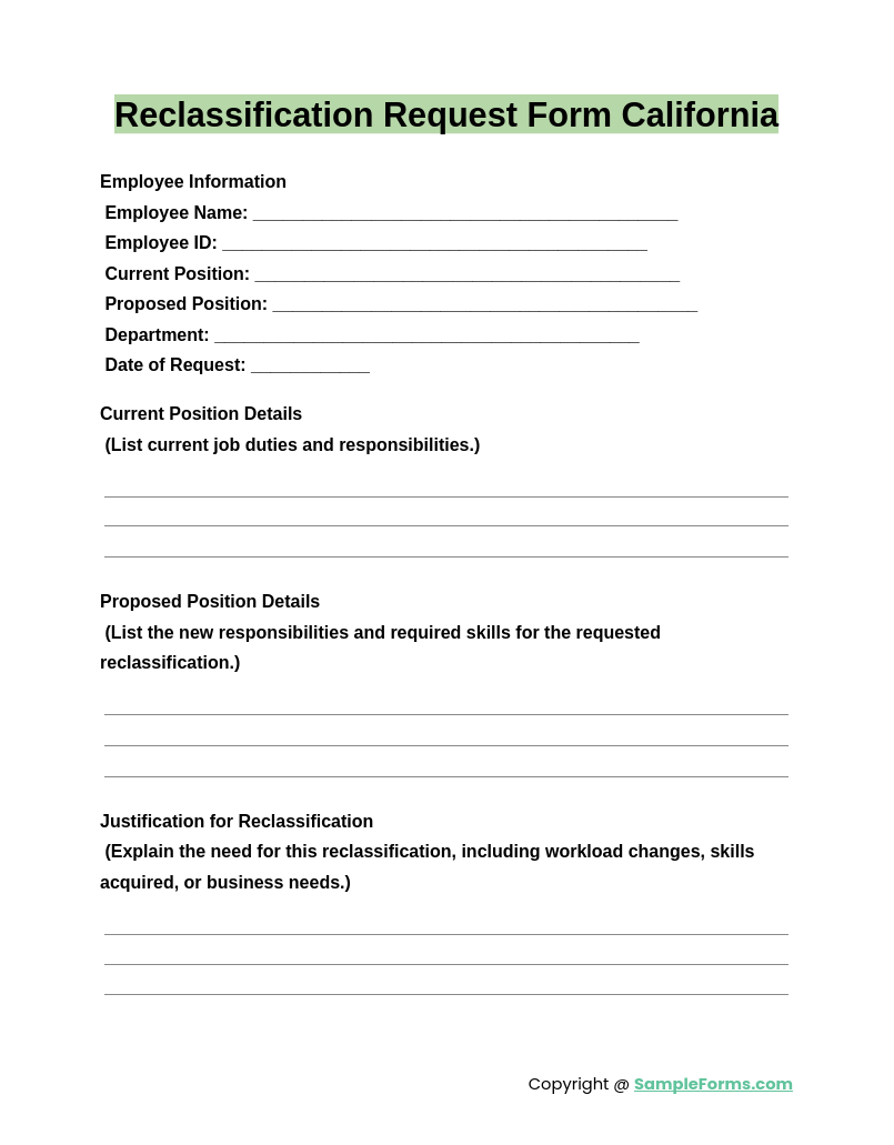 FREE 12+ Reclassification Request Form Samples, PDF, MS Word, Google ...