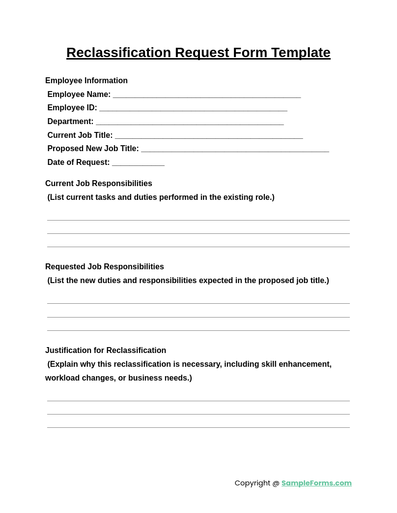 FREE 12+ Reclassification Request Form Samples, PDF, MS Word, Google ...