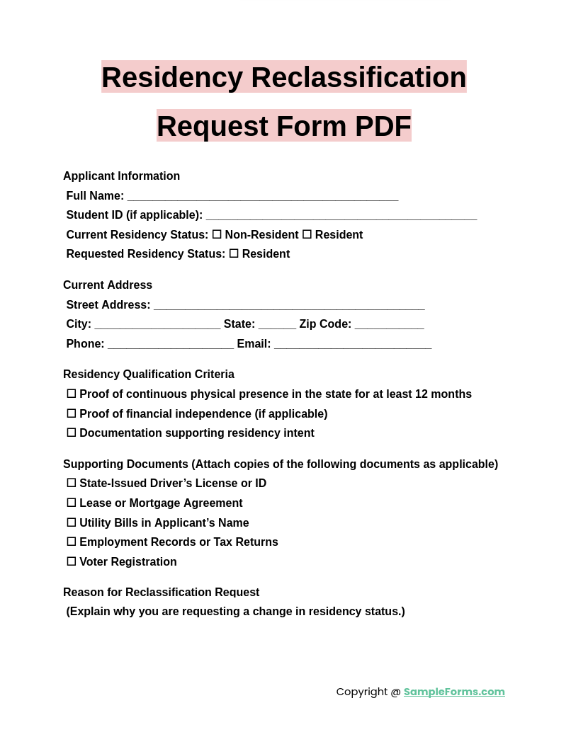 FREE 12+ Reclassification Request Form Samples, PDF, MS Word, Google ...