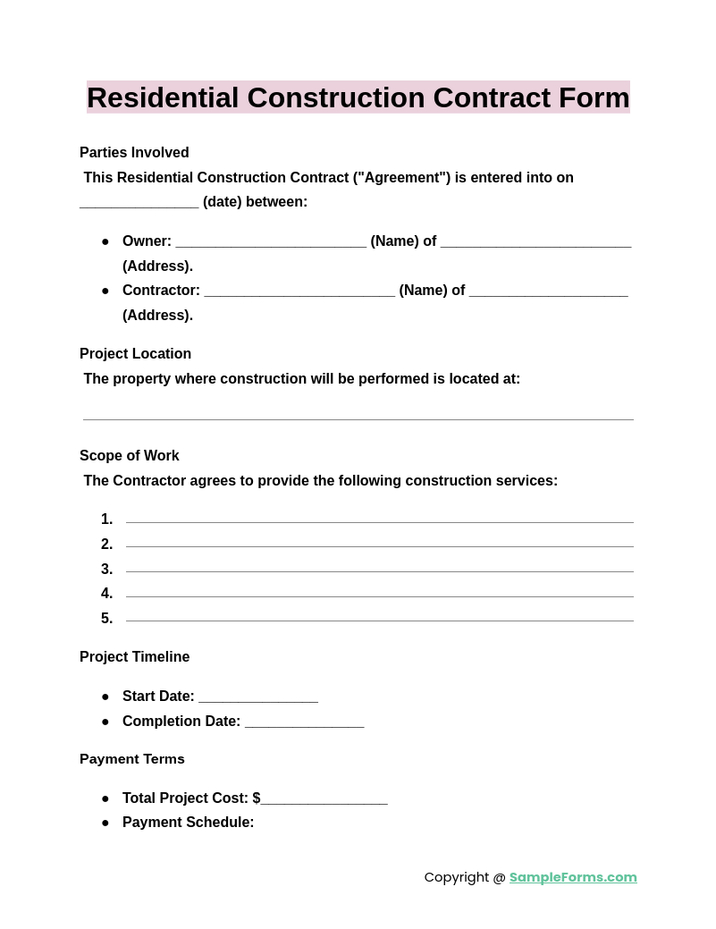 FREE 14+ Construction Contract Samples, PDF, MS Word, Google Docs, Excel