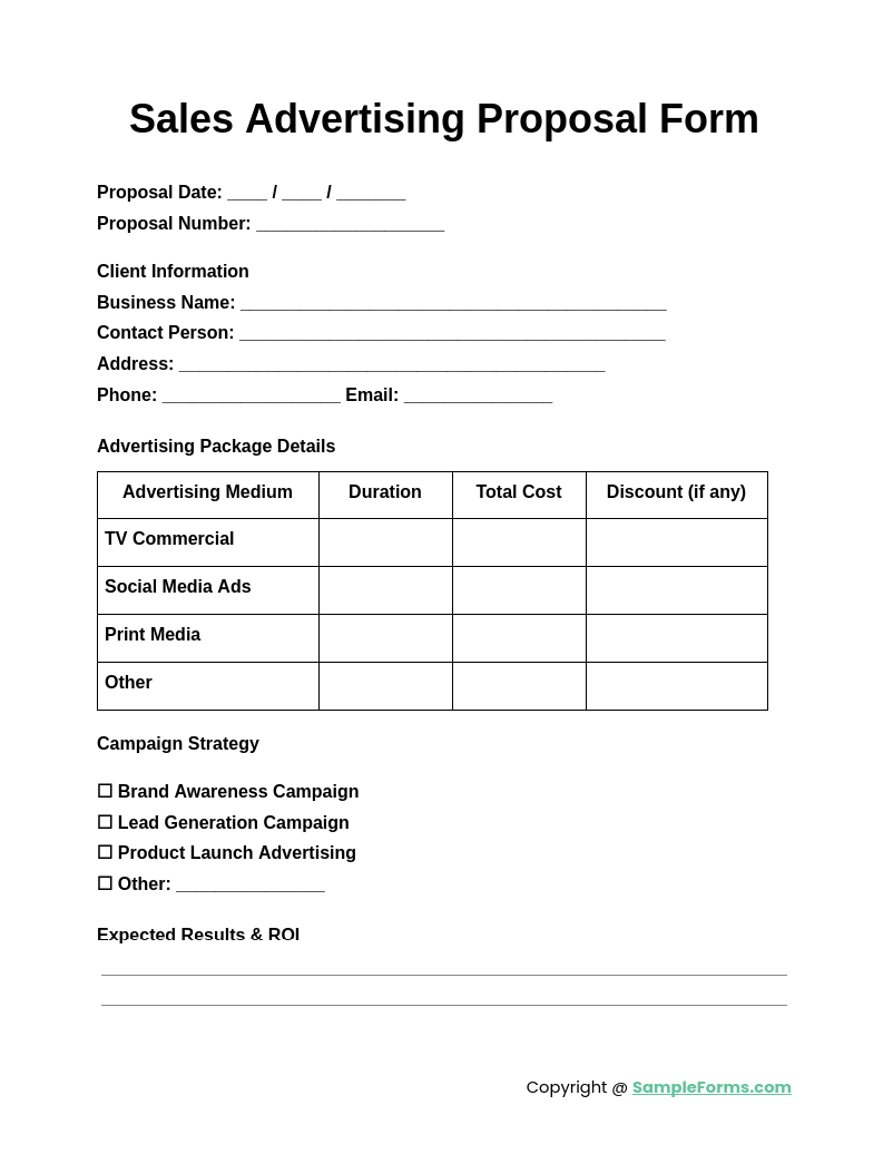 FREE 13+ Sales Proposal Form Samples, PDF, MS Word, Google Docs