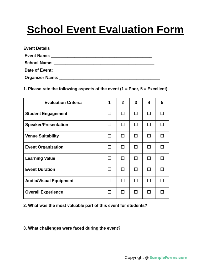 FREE 20+ Event Evaluation Form Samples, PDF, MS Word, Google Docs