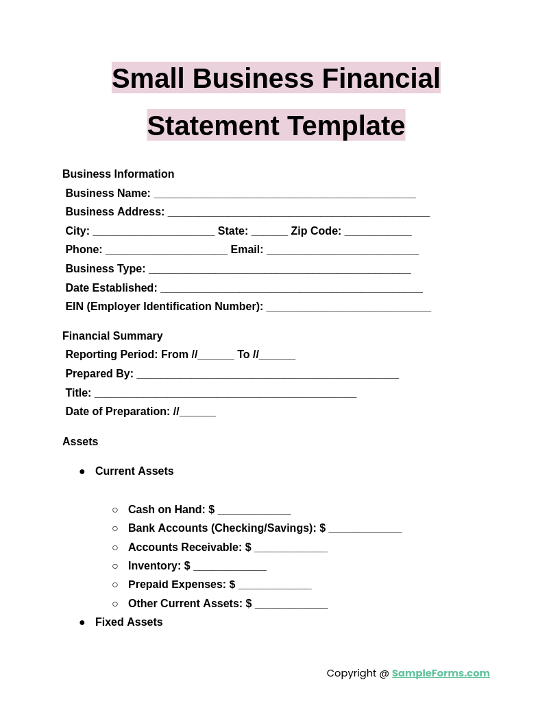 FREE 11+ Business Financial Statement Form Samples, PDF, MS Word ...