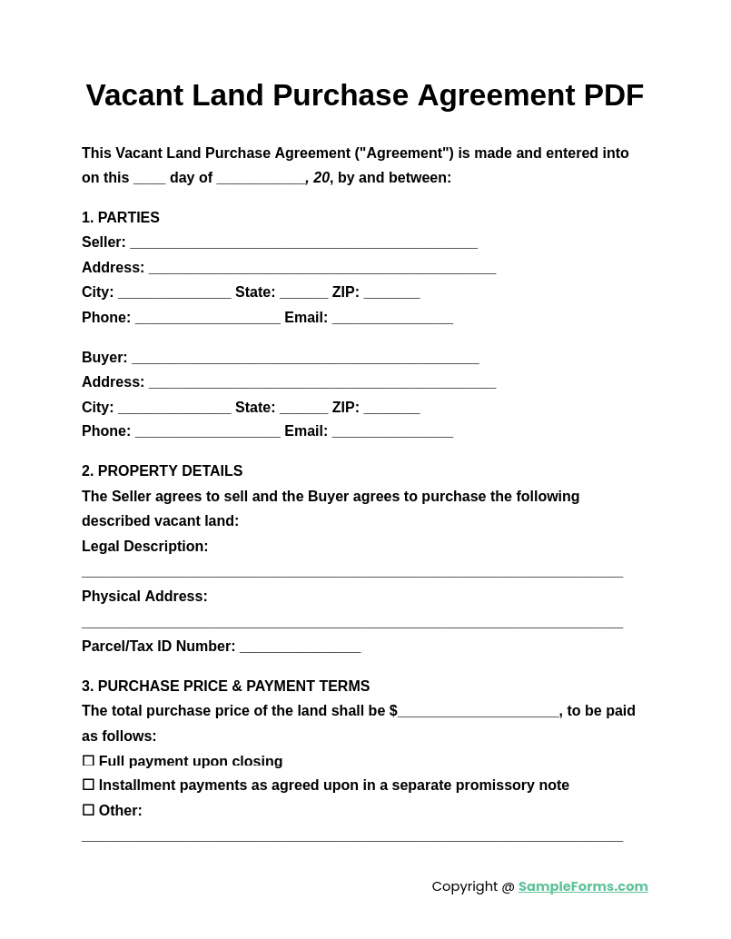 FREE 15+ Land Purchase Agreement Samples, PDF, MS Word, Google Docs